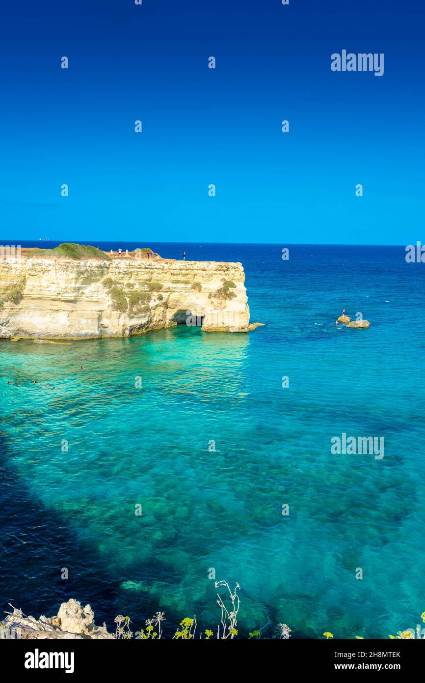 SALENTO, ITALY, 11 AUGUST 2021: The beautiful crystal clear Sea of ...