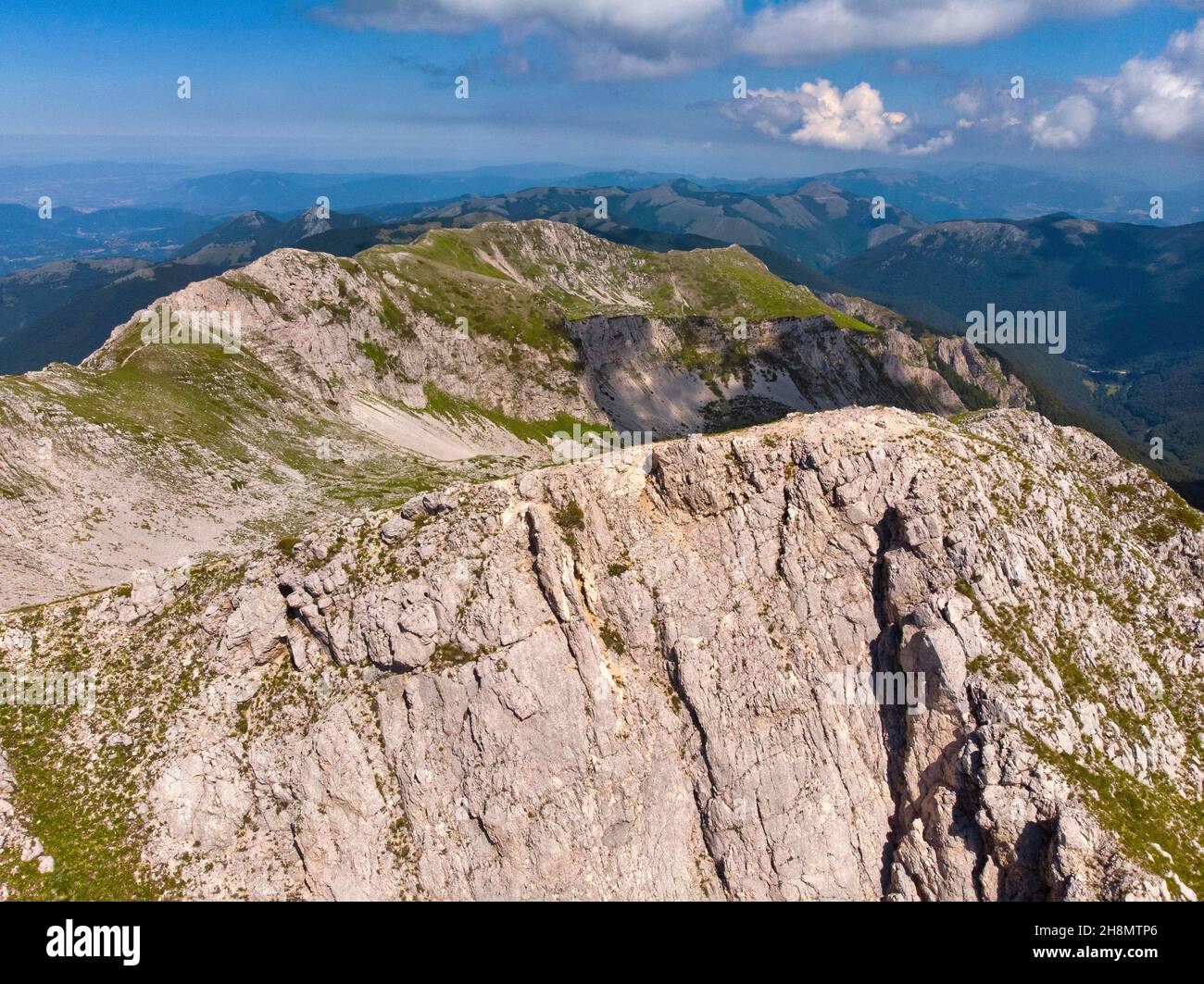 mountain range, Aerial view of Terminillo in Summer, Apennines, Lazio ...