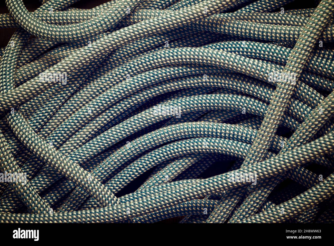 Blue climbing rope close up Stock Photo - Alamy