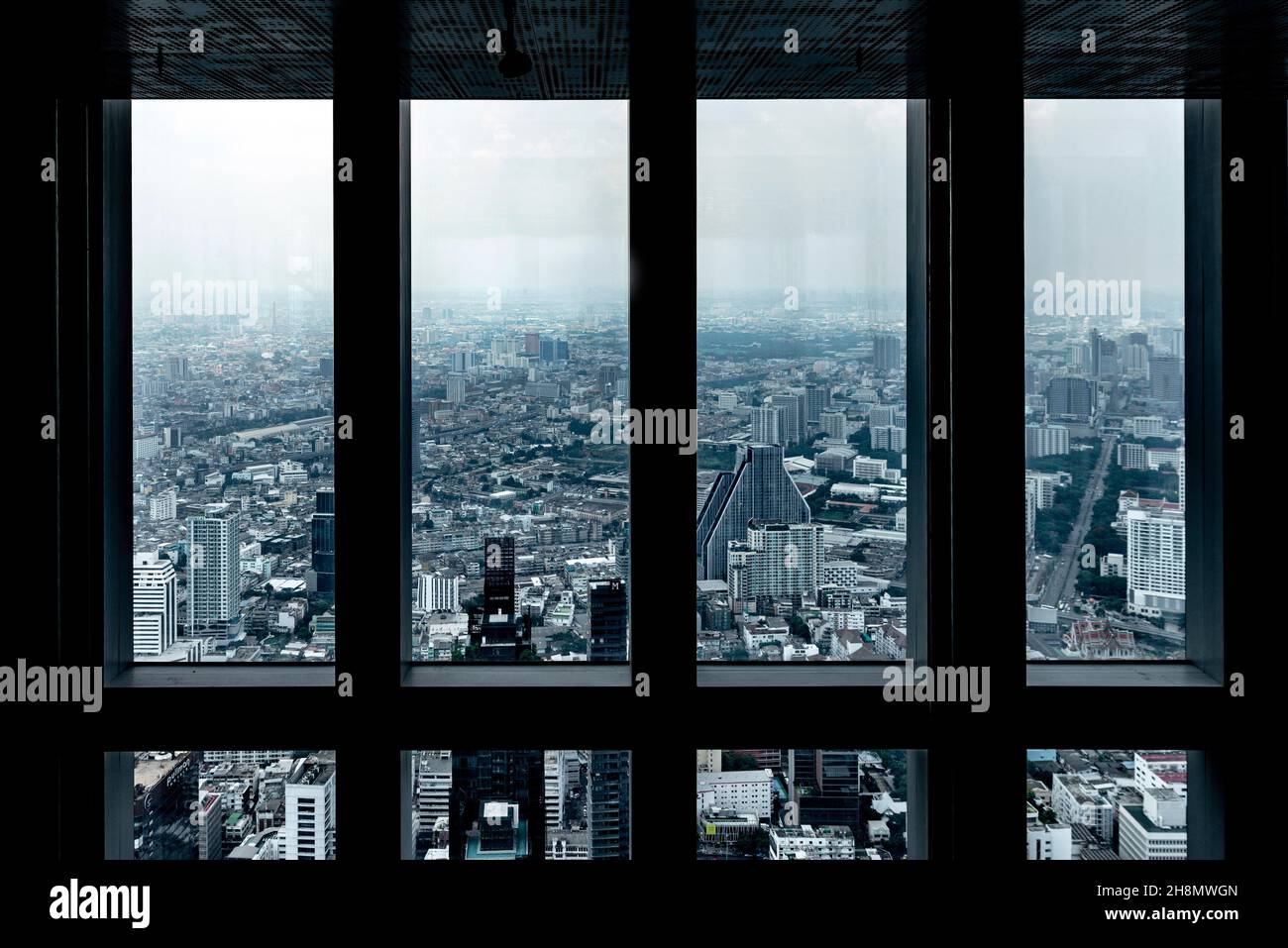 Skyline through a window front, Bangkok, Thailand Stock Photo - Alamy