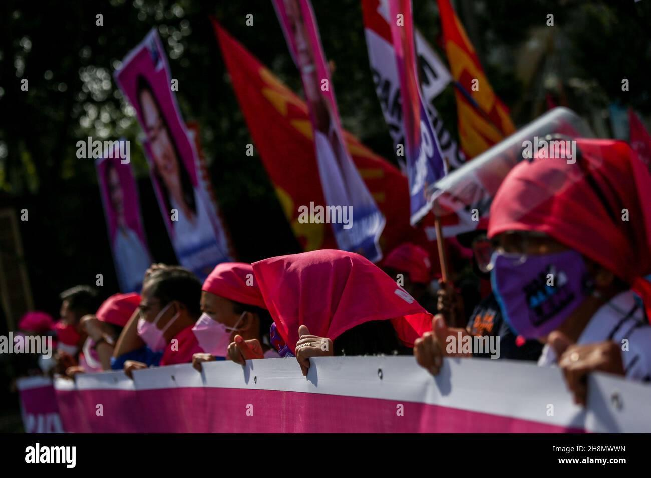 November 30, 2021: Activists, mostly from labor groups supporting ...