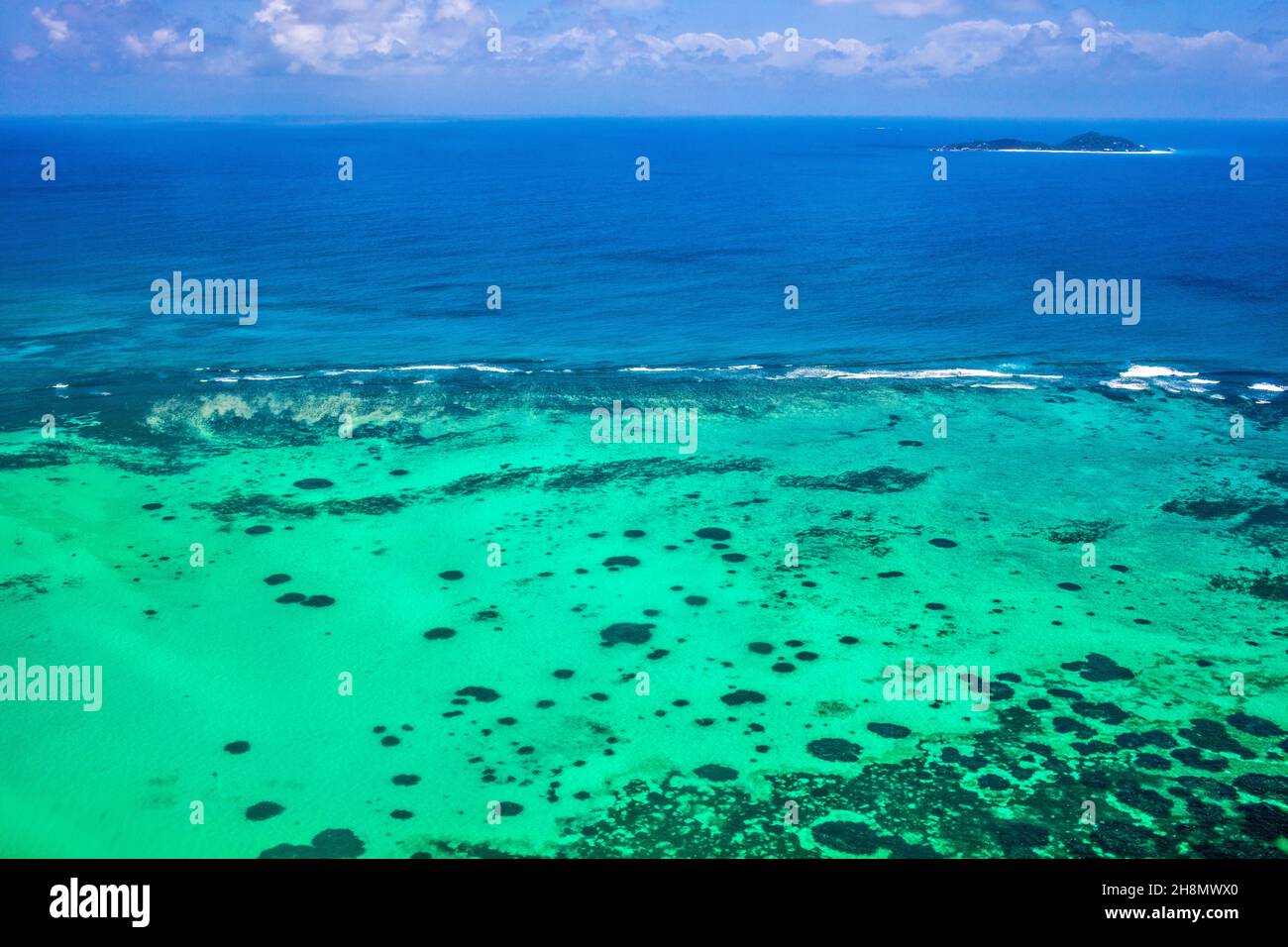 View of coral reefs, Seychelles, Seychelles Stock Photo - Alamy