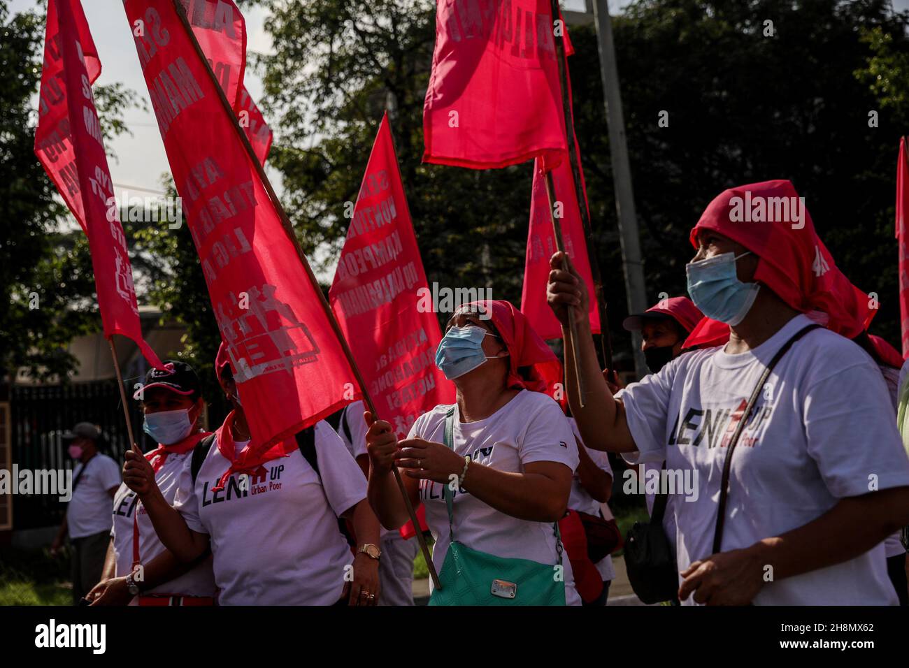 November 30, 2021: Activists, mostly from labor groups supporting ...