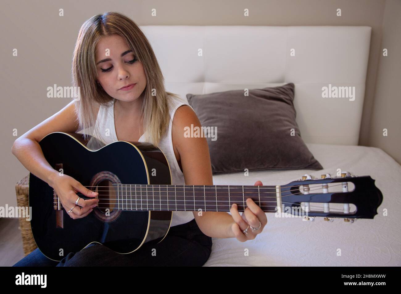 Barefoot woman playing feet in hi-res stock photography and images - Alamy