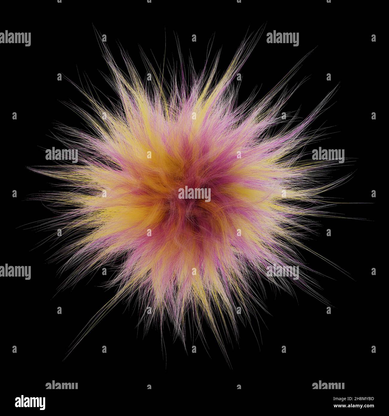 fluffy ball, colorful furry sphere isolated on black background Stock ...