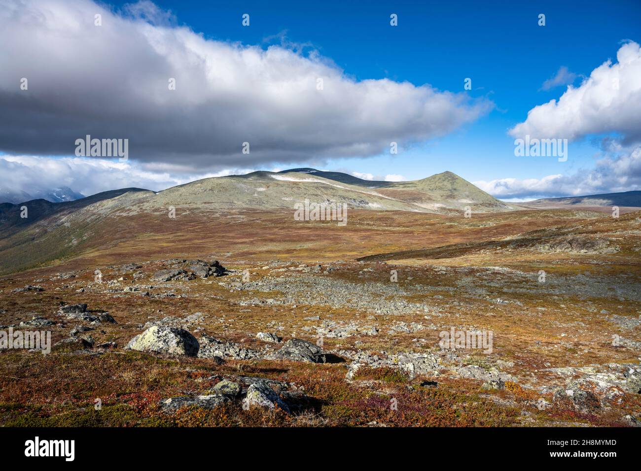 Autumn fell landscape, Sarek National Park, Laponia, Lapland, Sweden ...
