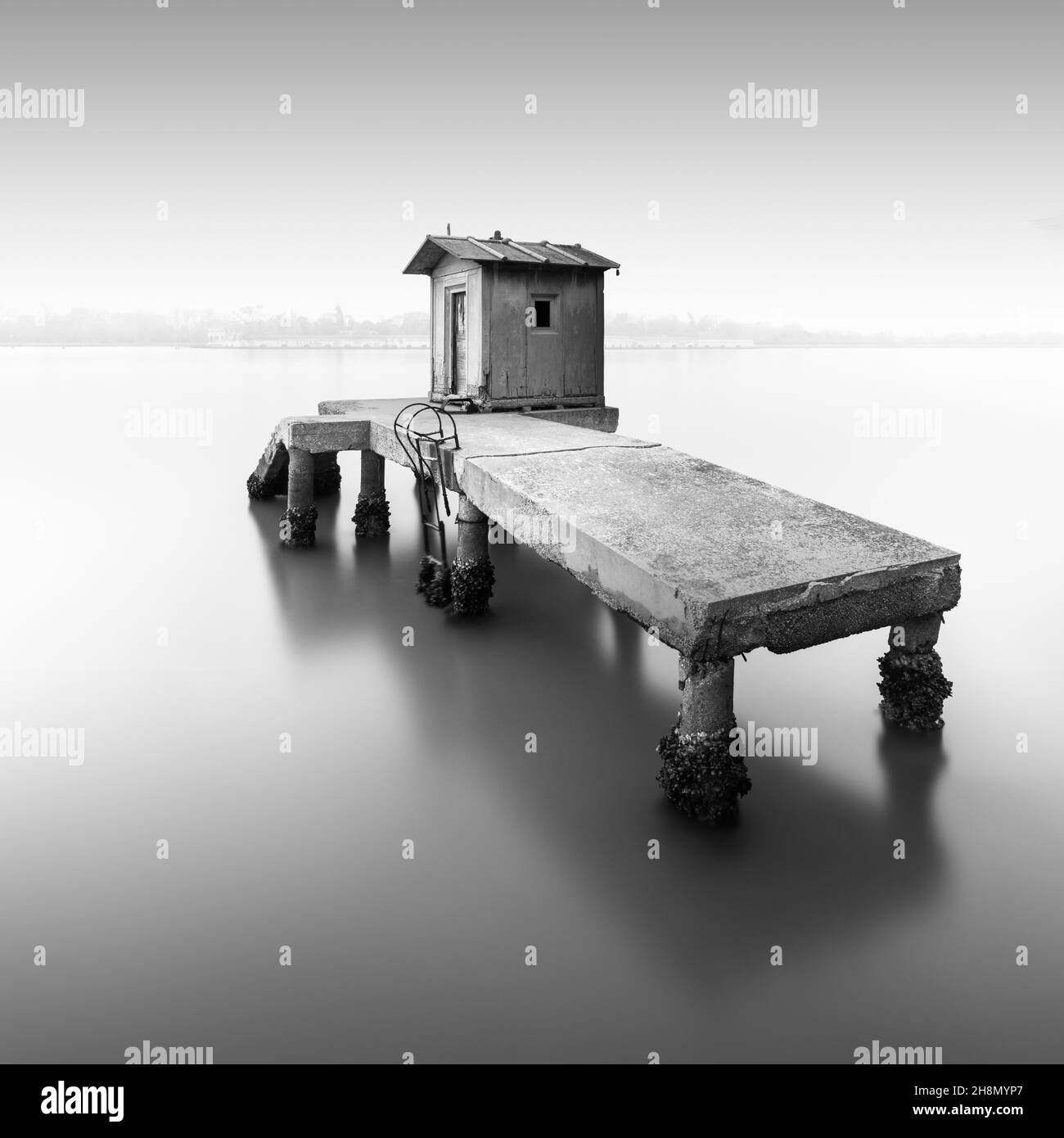 Venice jetty Black and White Stock Photos & Images - Alamy