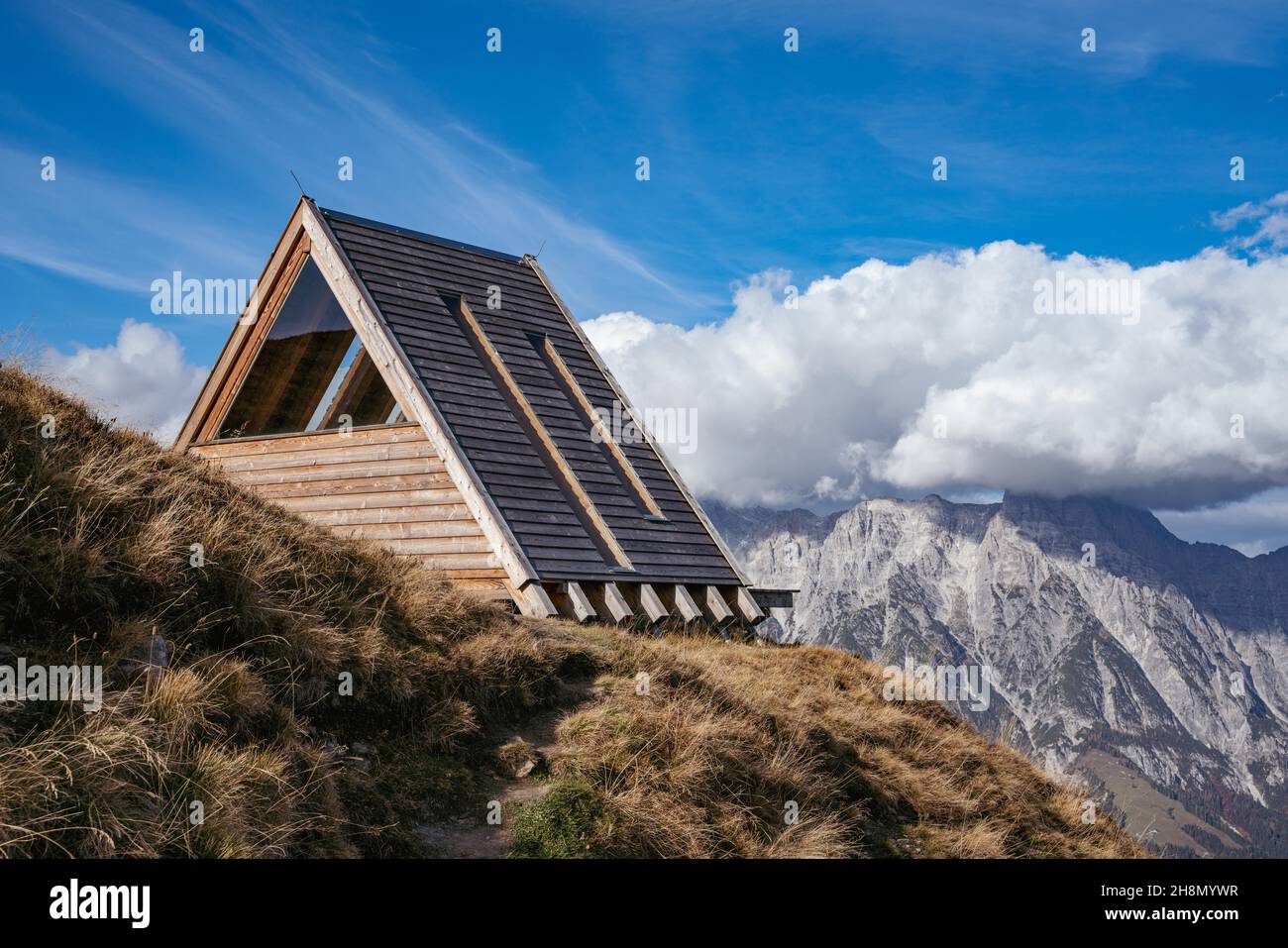 Weather protection hut, Grosser Asitz, Leogang, Austria Stock Photo - Alamy