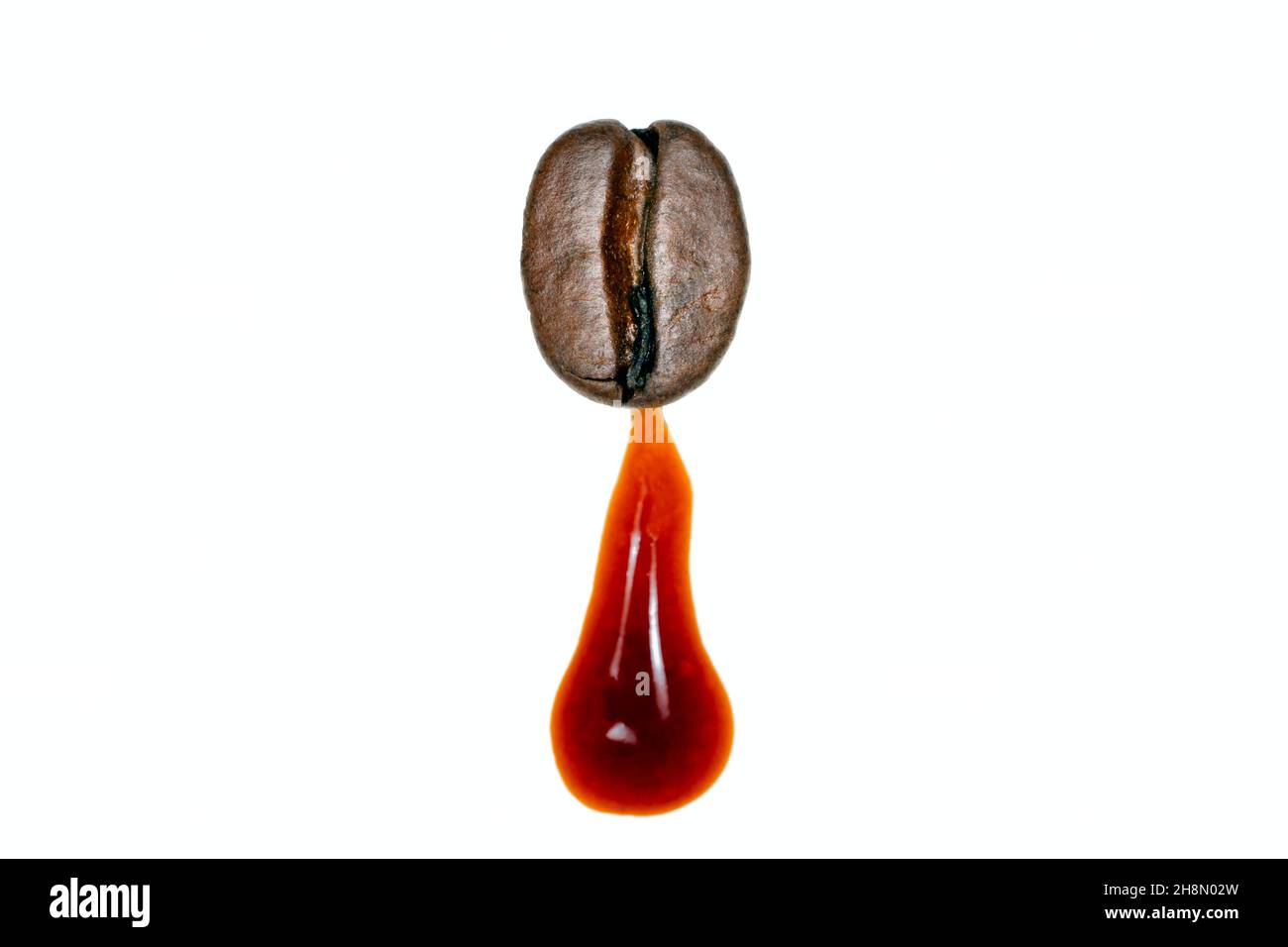 Coffee running from a single coffee bean, studio photography with white ...