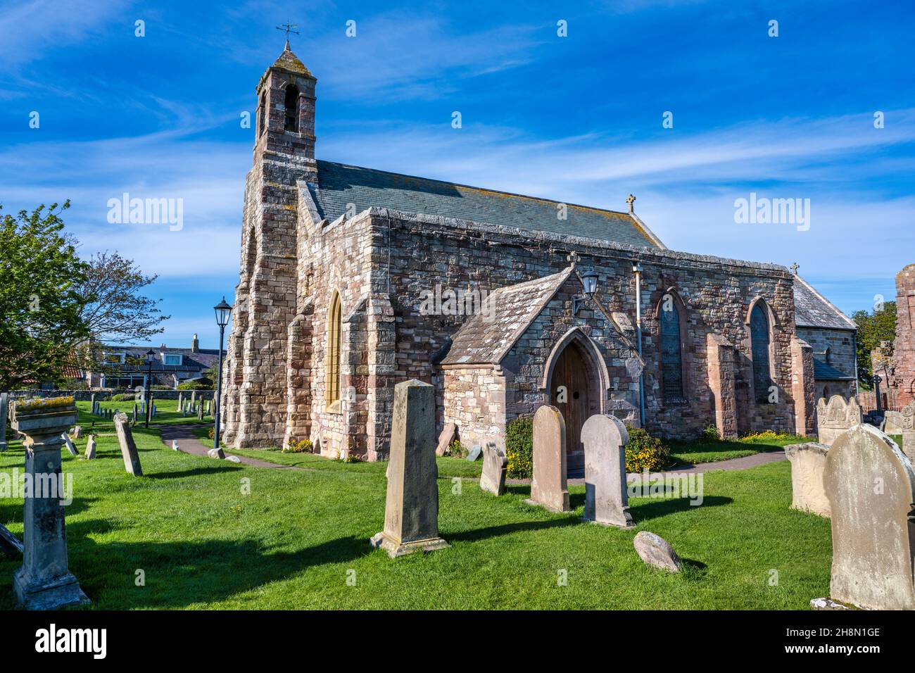 St Mary’s Parish Church in Lindisfarne Village on Holy Island on the ...