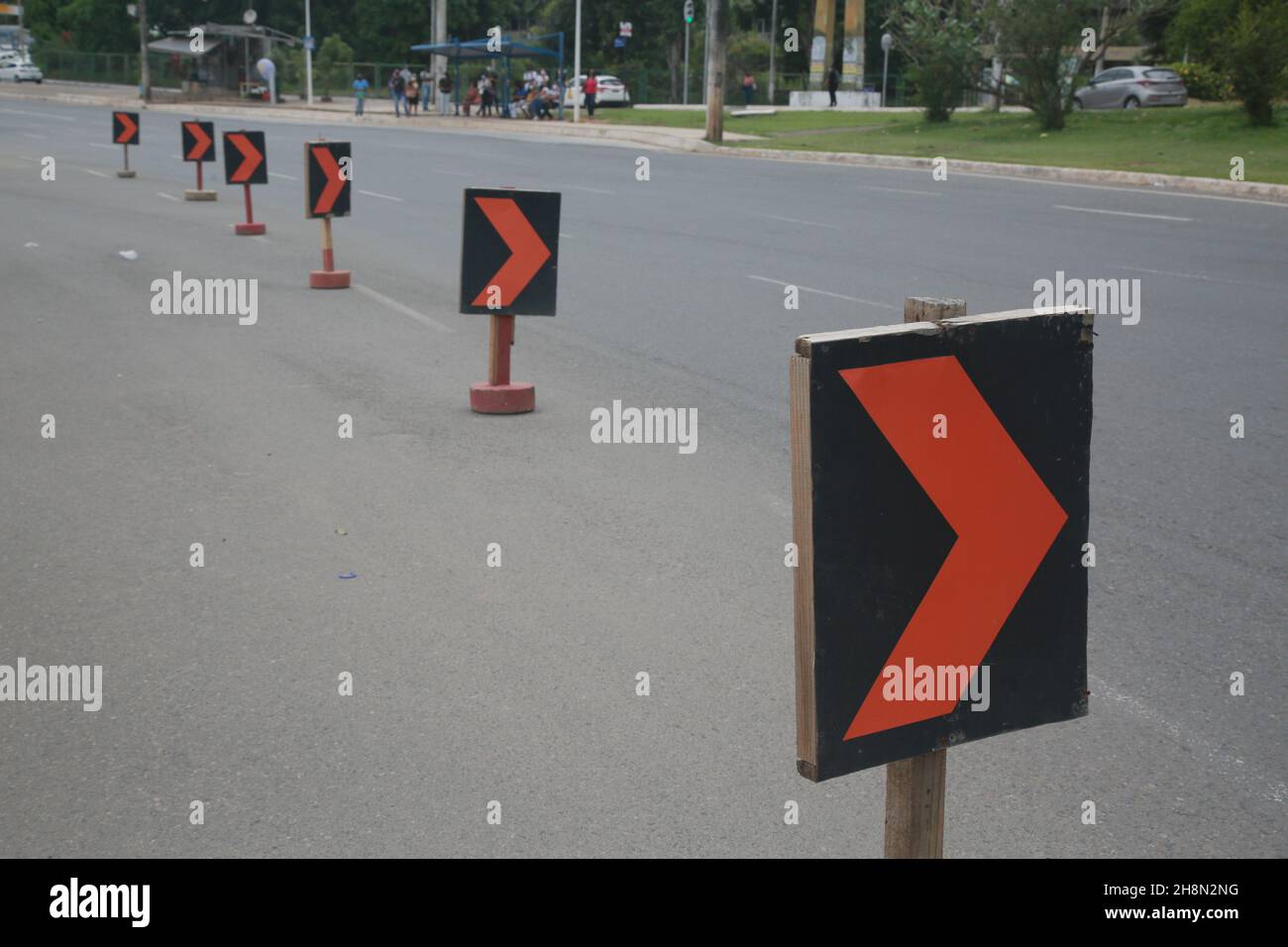 salvador, bahia, brazil - november 30, 2021: Alignment marker signs ...