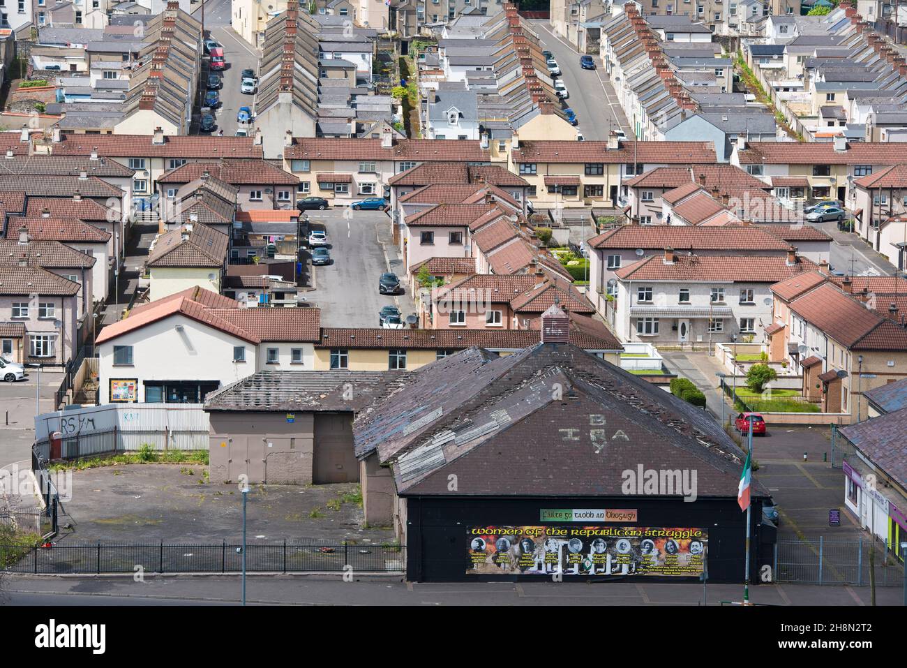 Mural, political mural from the time of the IRA resistance, view over ...
