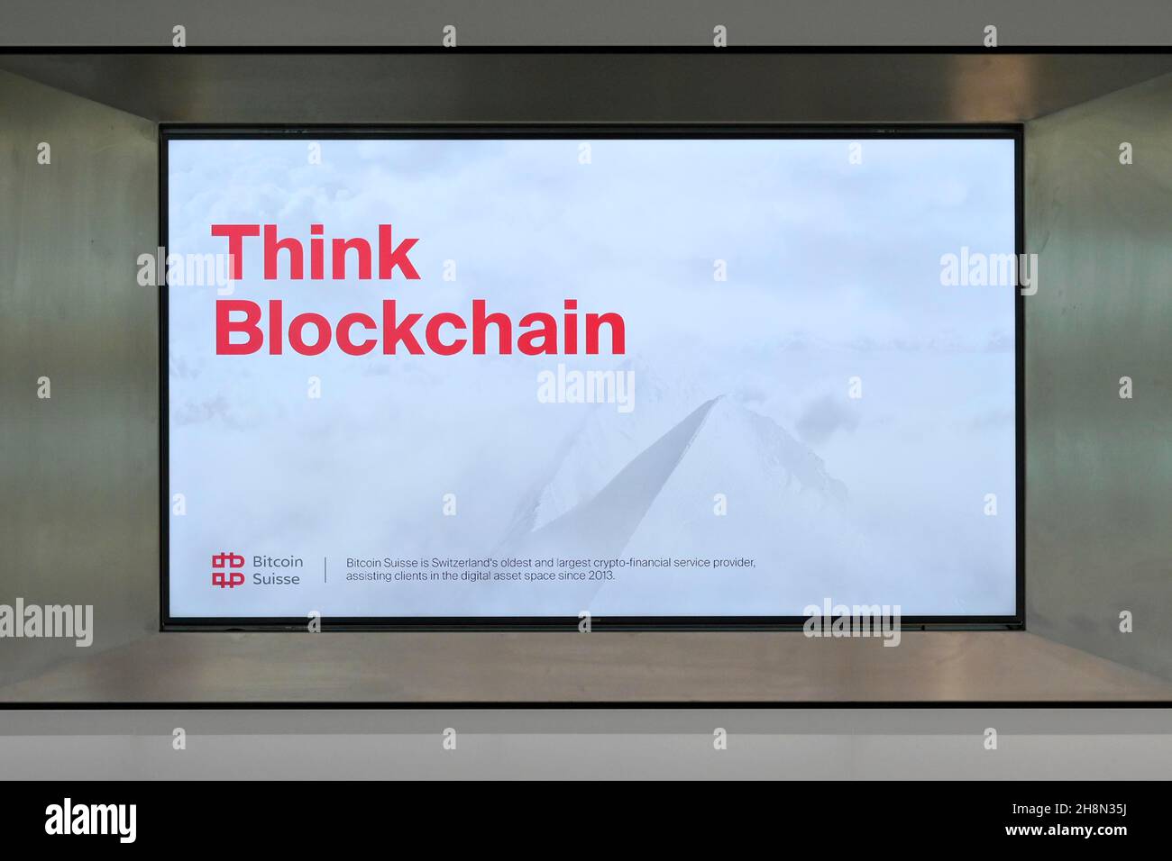 Lettering Think Blockchain, Switzerland Stock Photo - Alamy