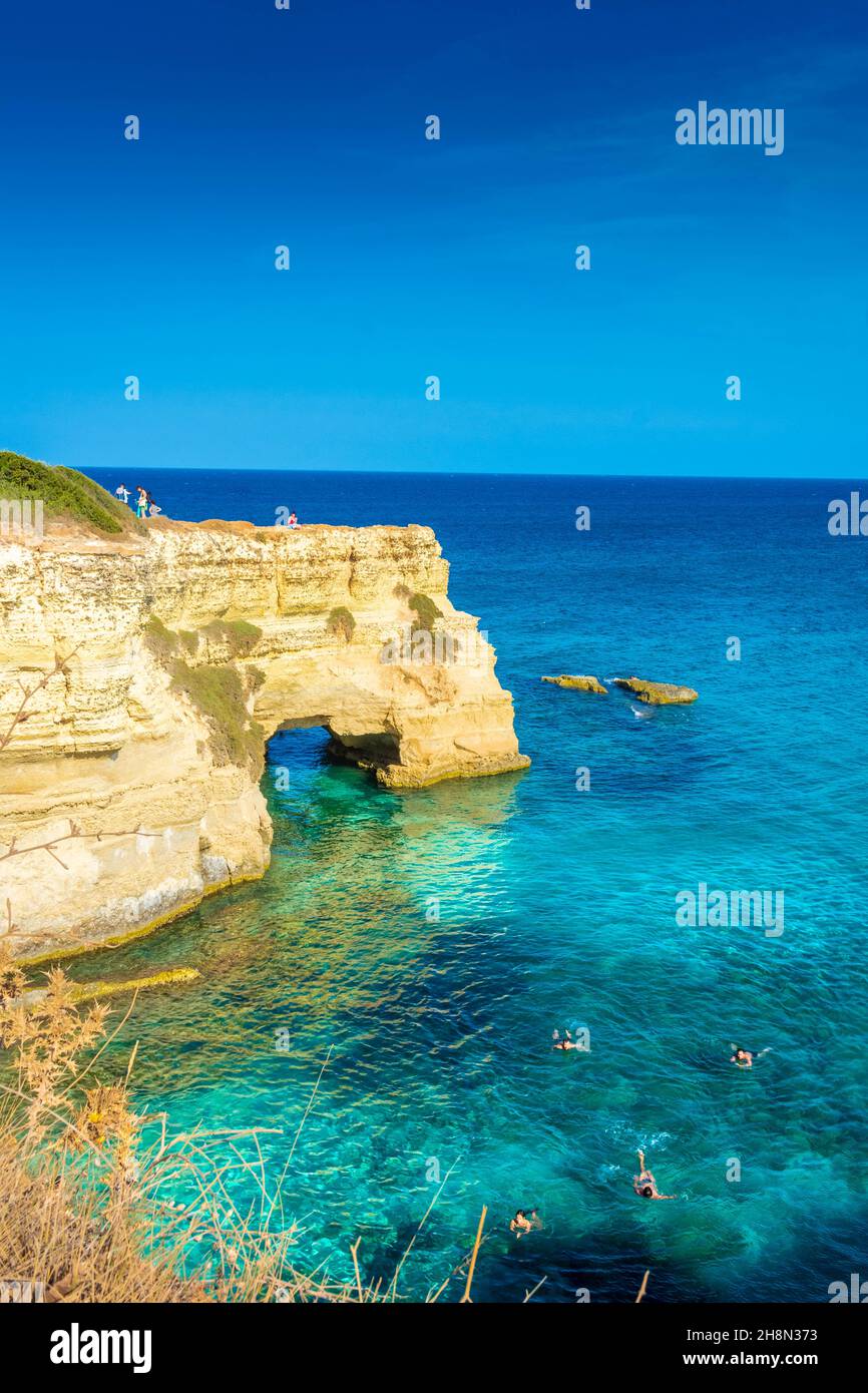 SALENTO, ITALY, 11 AUGUST 2021: The beautiful crystal clear Sea of ...