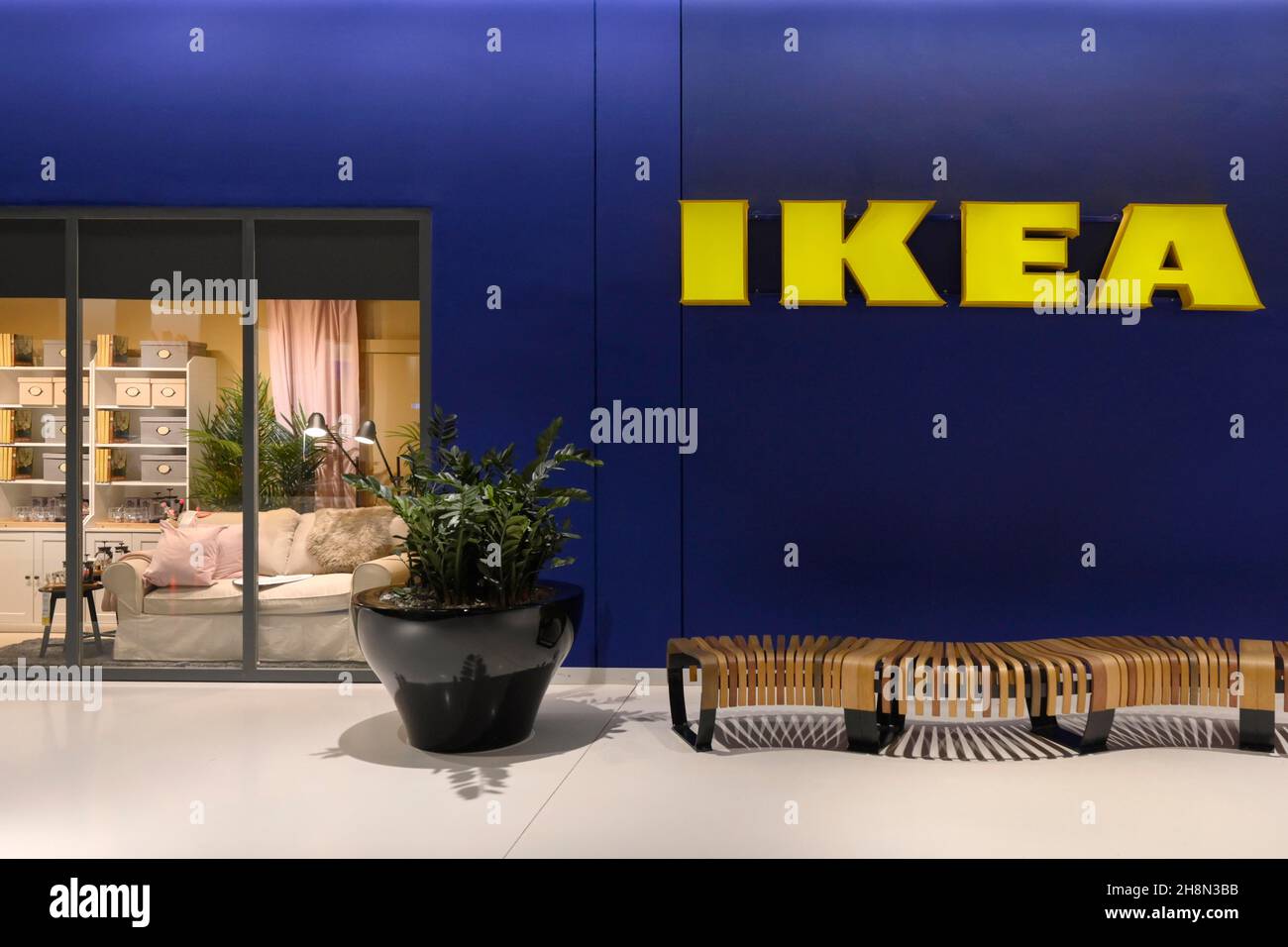 IKEA logo with shop window Stock Photo - Alamy