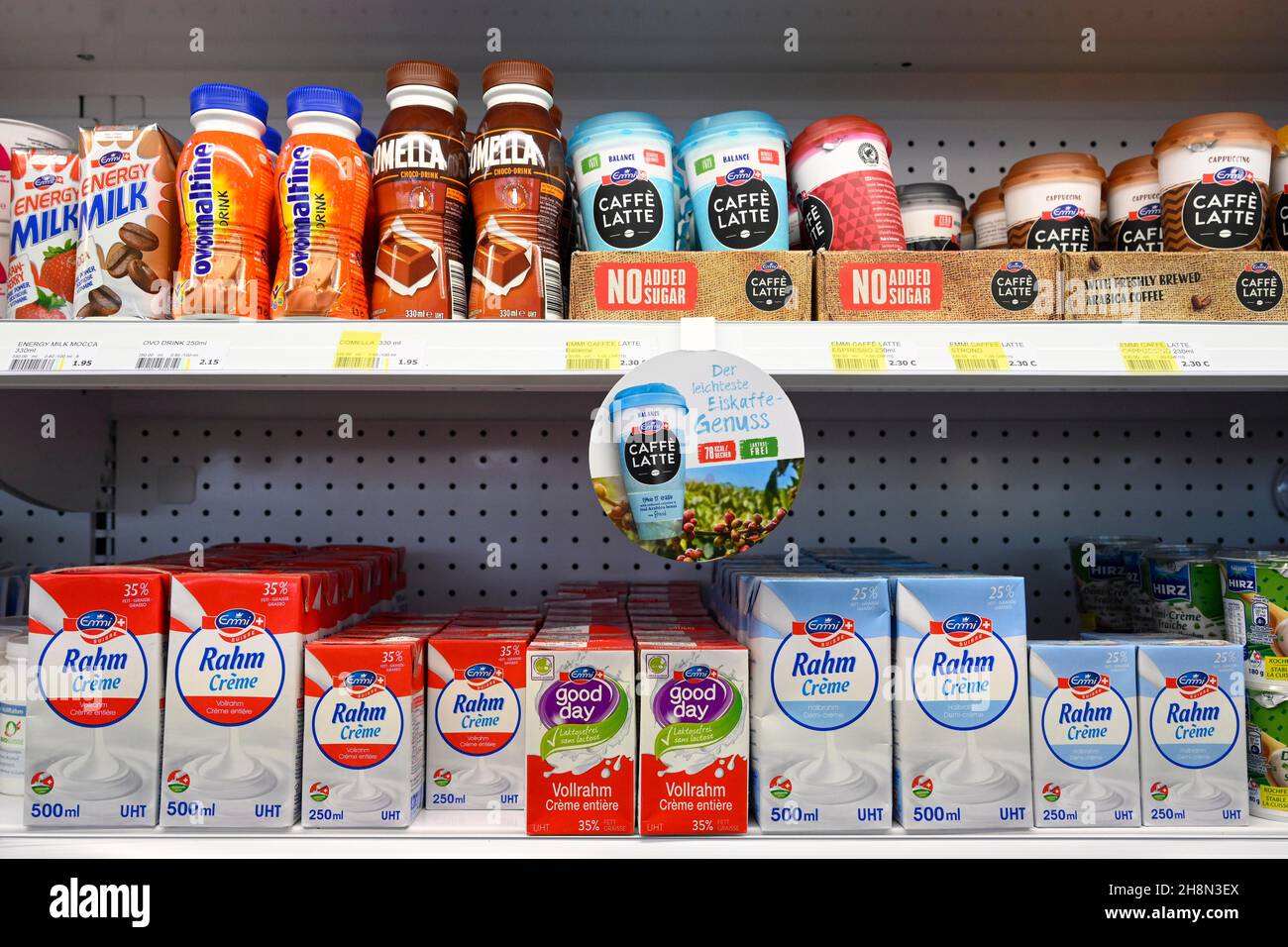 Sales shelf with chocolate drinks and cream Stock Photo - Alamy Sales shelf with chocolate drinks and cream Stock Photo - Alamy
