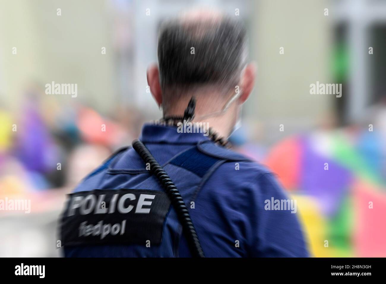 Motion blur police officer police Fedpol, Switzerland Stock Photo - Alamy