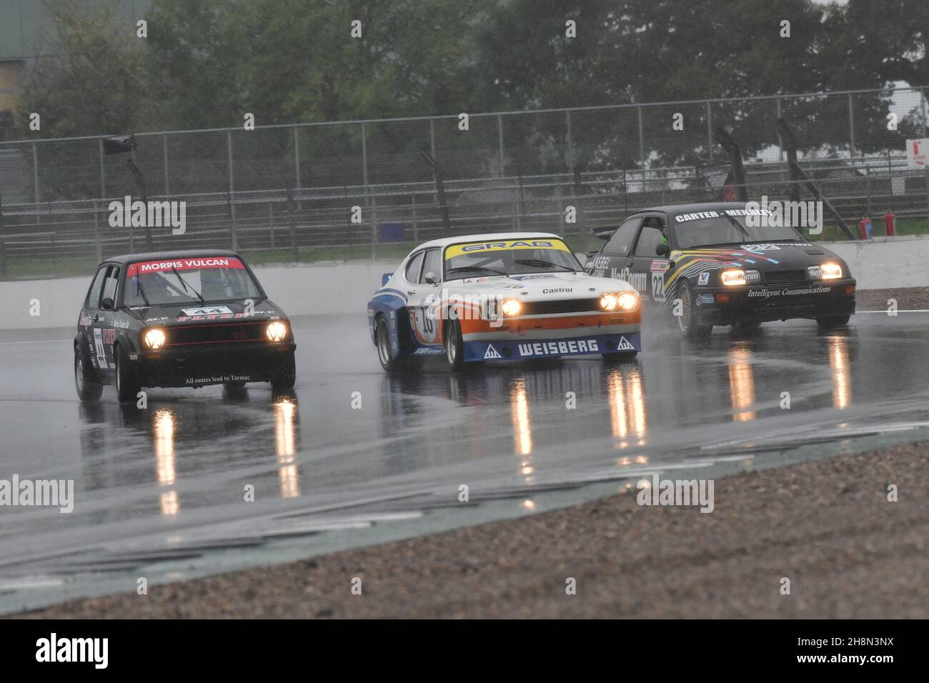 Three around Luffield in the rain,Jim Morris, Tom Shephard, Volkswagen ...