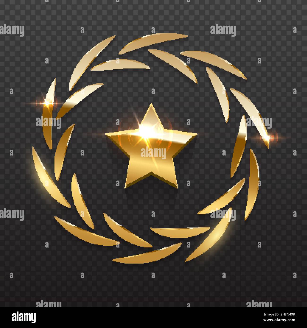 Gold star and circle laurel wreath shine vector illustration. Golden ...