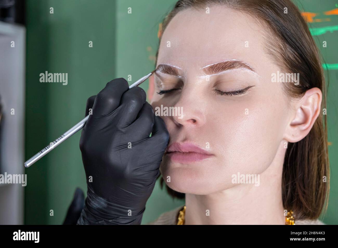 eyebrow painting styling, correction, coloring and lamination procedure ...