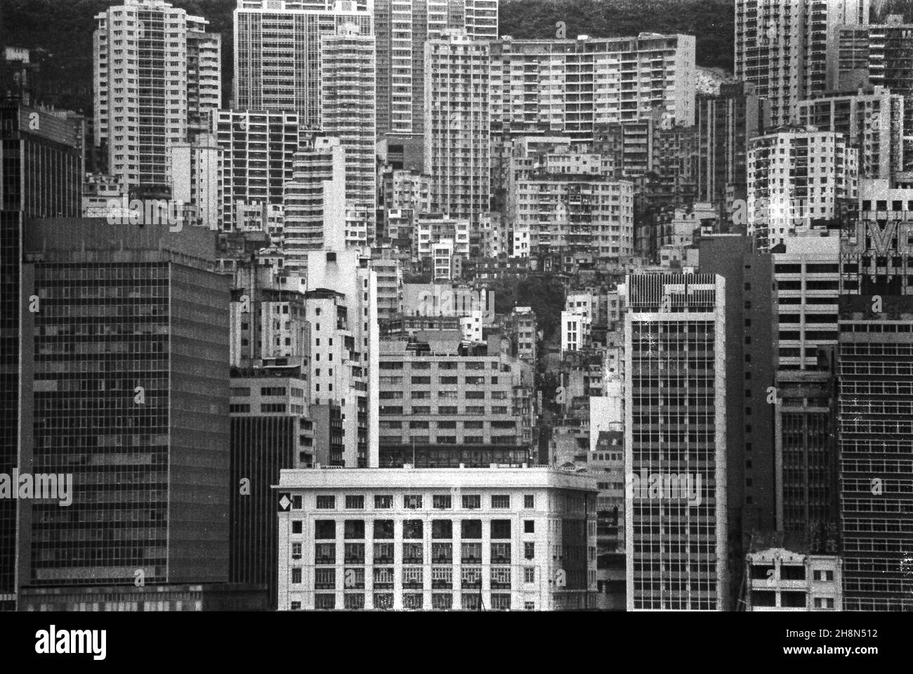 High-rise buildings forming patterns in Hong Kong, April 1978 Stock ...