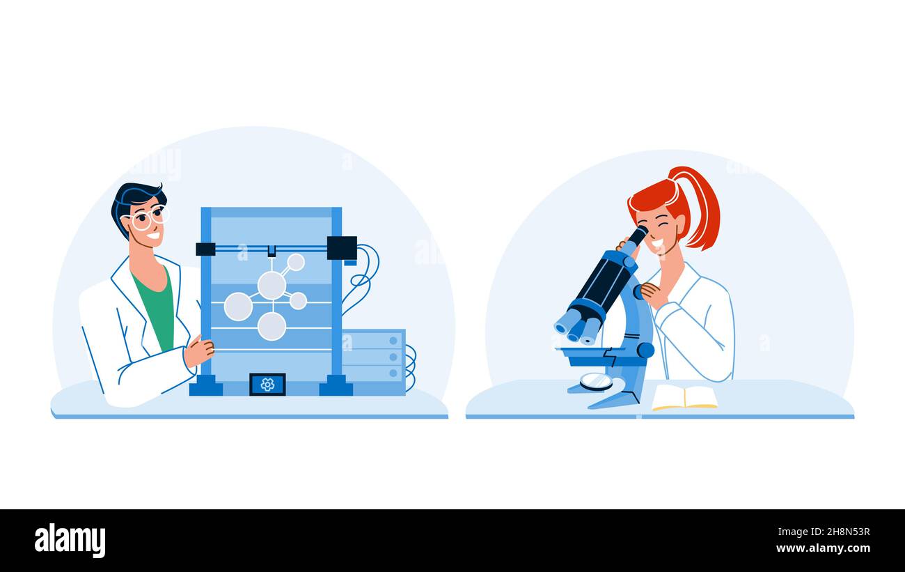 Student Science Work And Research In Lab Vector Stock Vector Image ...