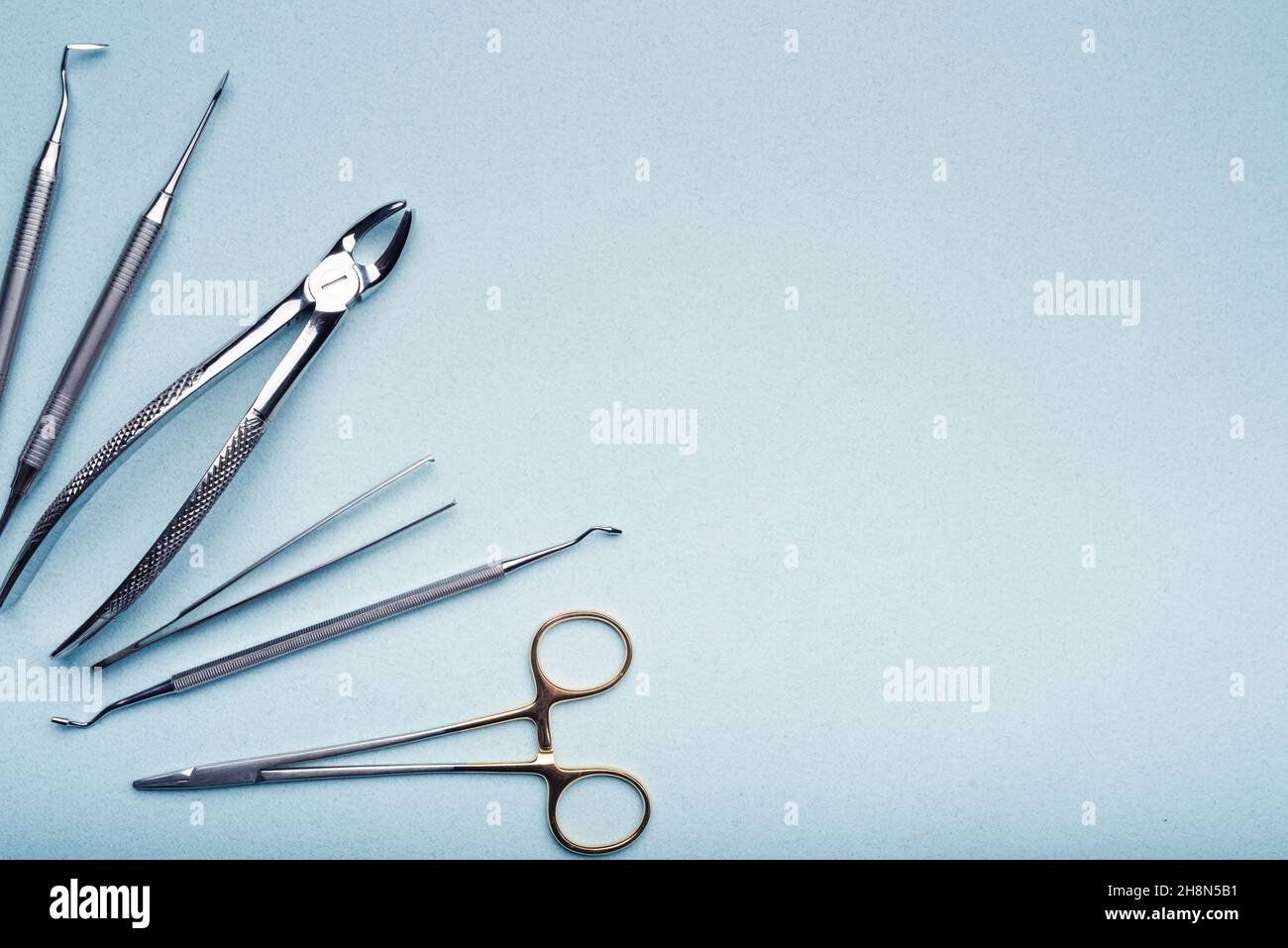 Dental steel instruments with copy space Stock Photo - Alamy