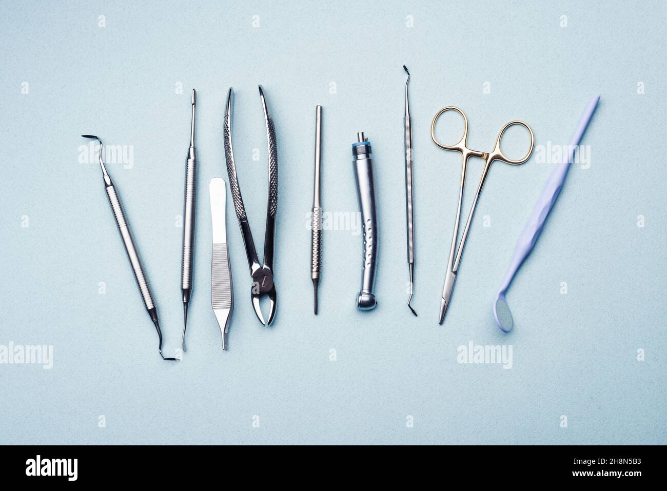 Different dental steel instruments Stock Photo - Alamy