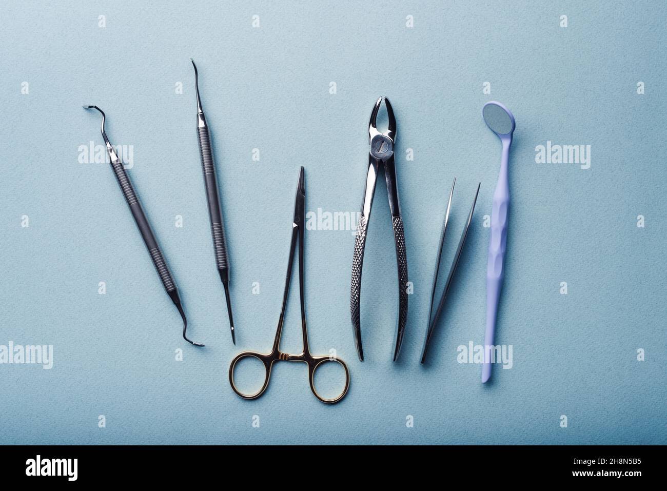 Different dental steel instruments Stock Photo - Alamy