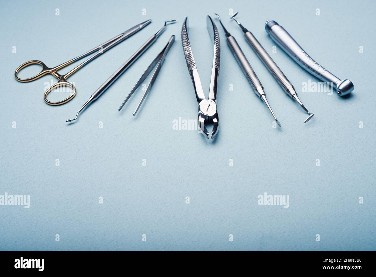 Dental steel instruments with copy space Stock Photo - Alamy