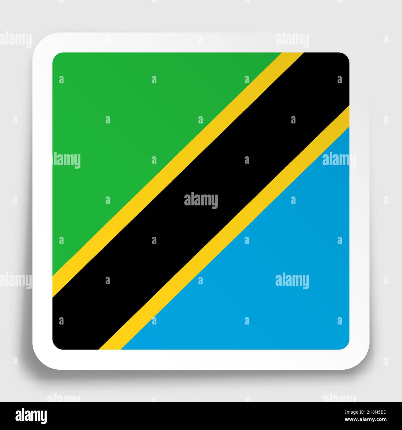 Tanzania flag icon on paper square sticker with shadow. Button for ...