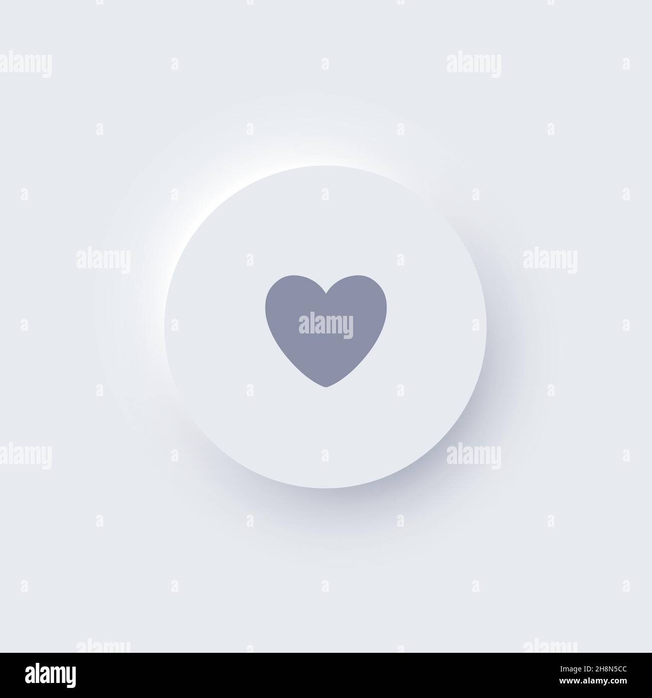 Heart neomorphism icon vector illustration. 3d neomorphic sign of round ...