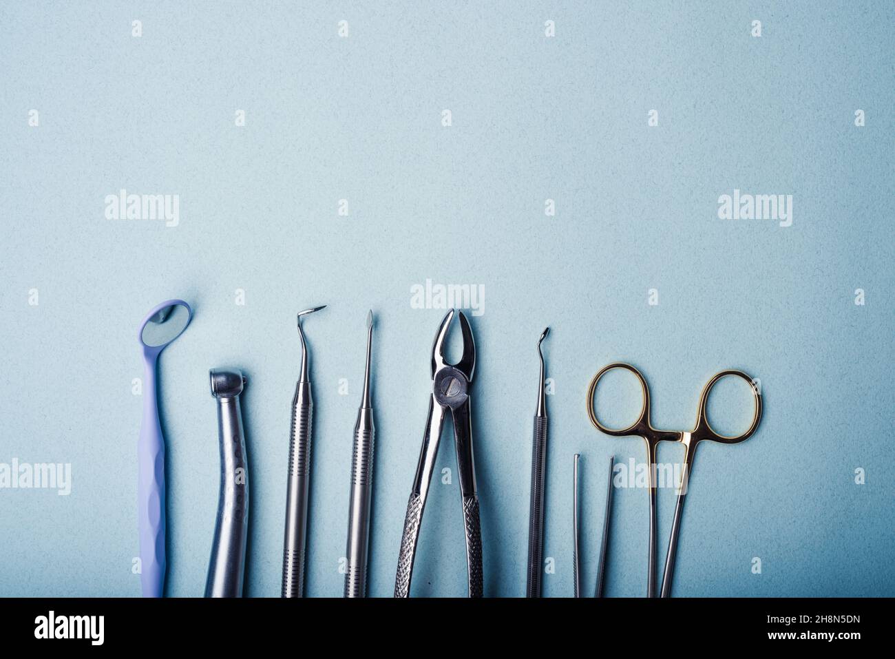 Dental steel instruments with copy space Stock Photo - Alamy