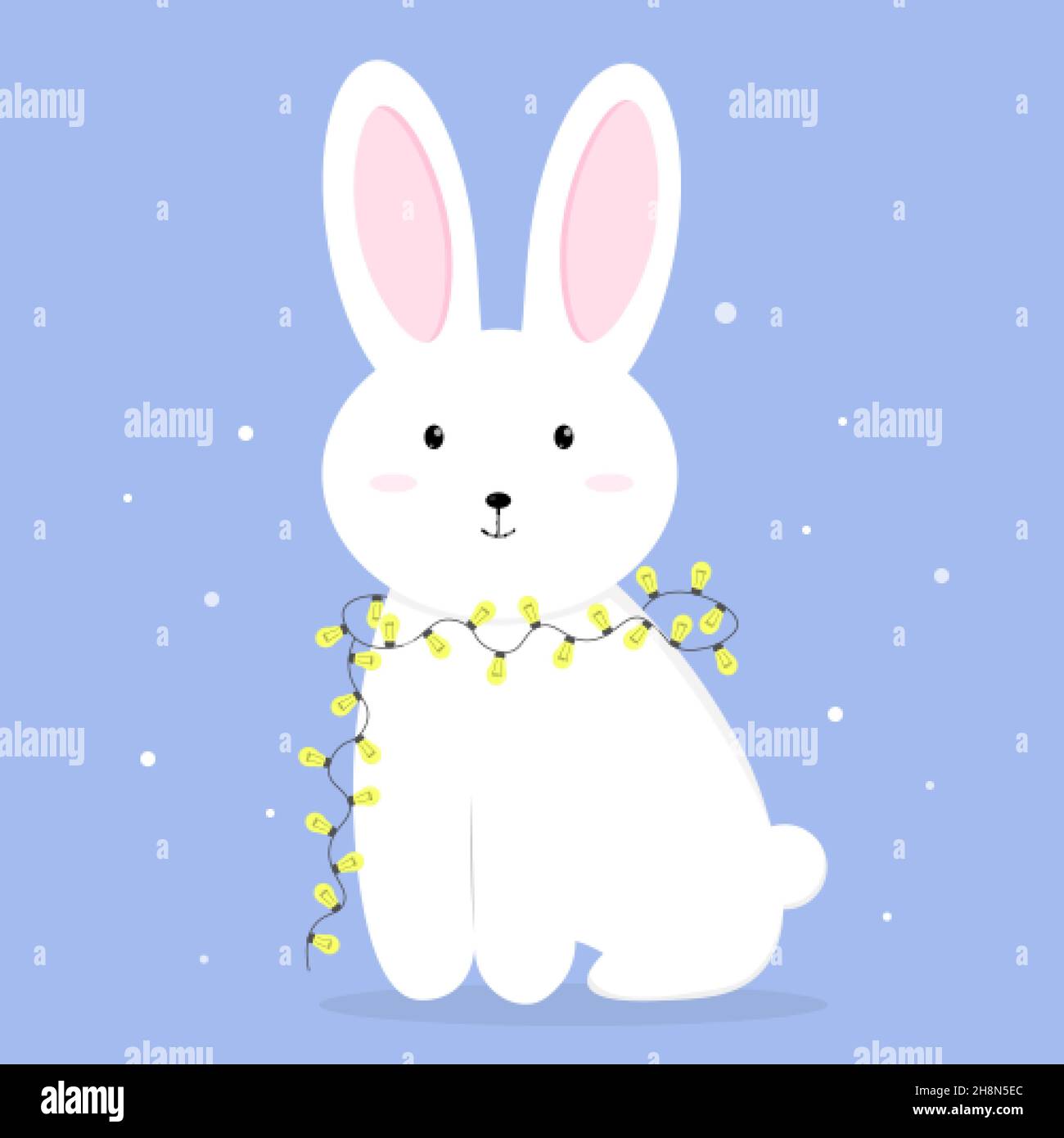 A Cute cartoon winter rabbit with garland Stock Vector Image & Art - Alamy