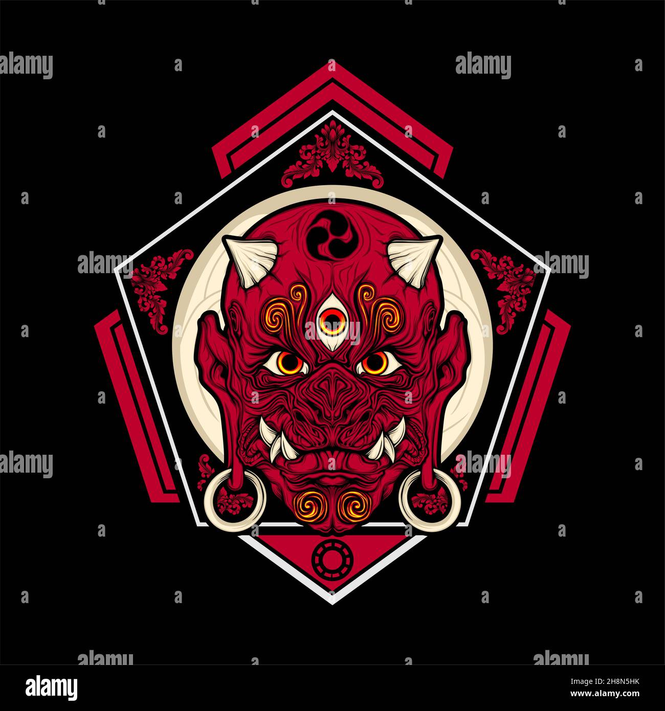 japanese demon mask with awesome background Stock Vector Image & Art ...