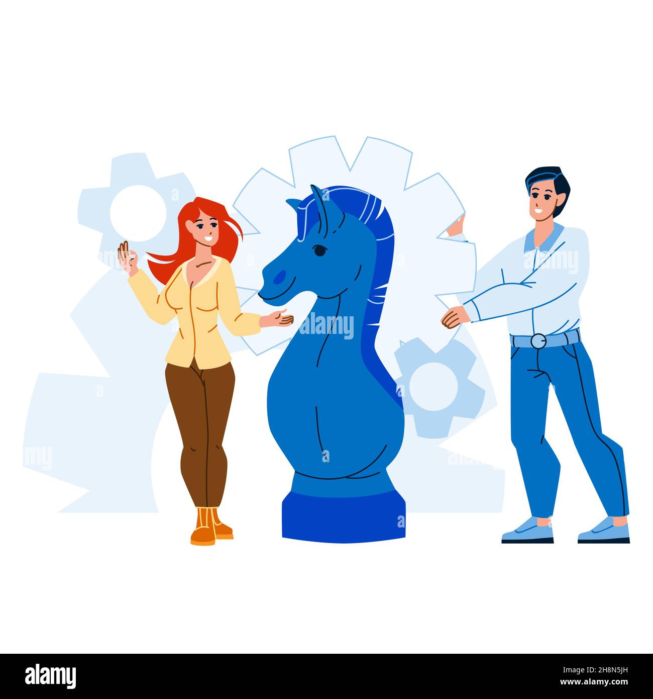 Business Strategy Thinking Man And Woman Vector Stock Vector Image ...
