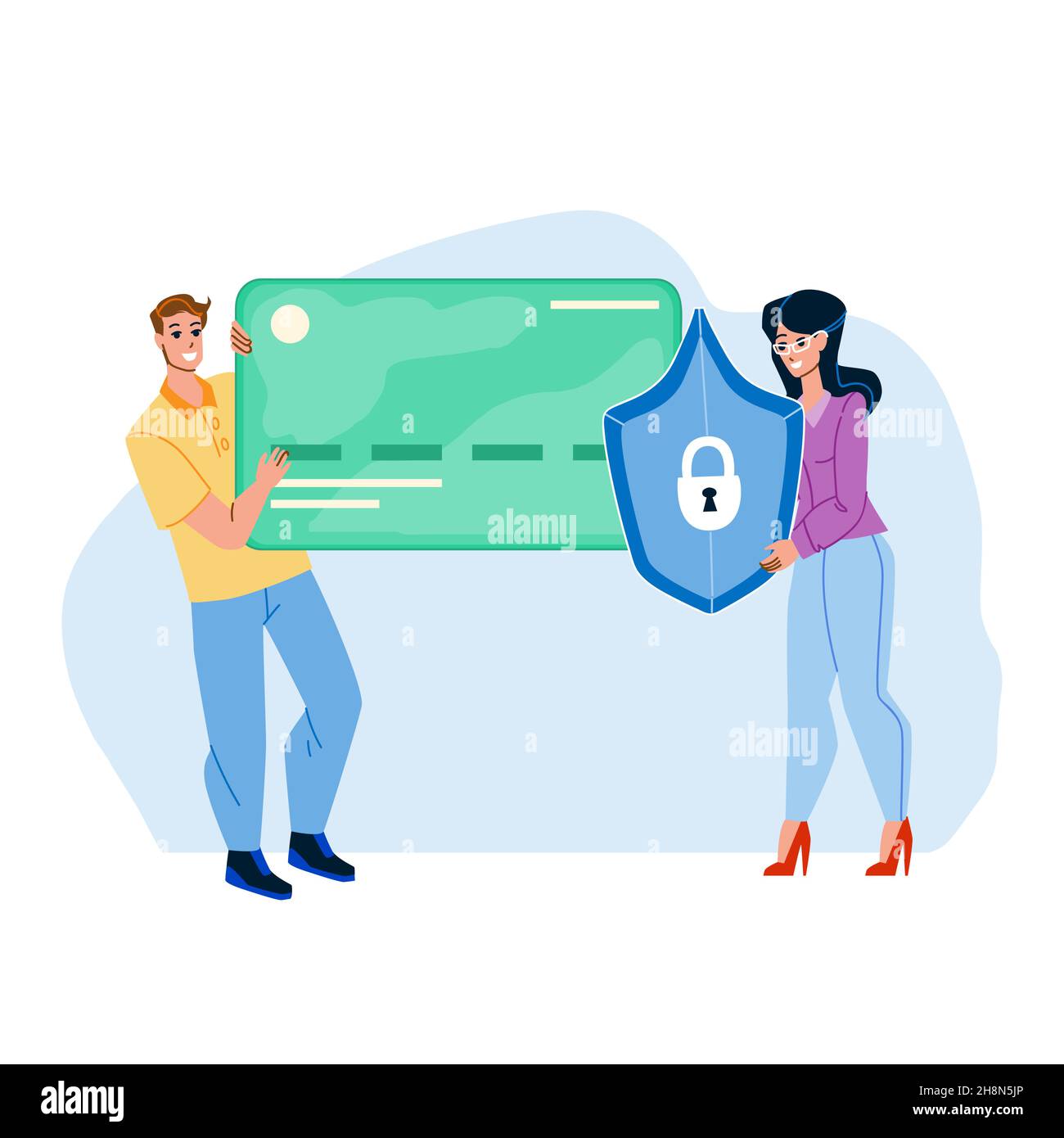 Secure Shopping And Bank Card Information Vector Stock Vector Image ...