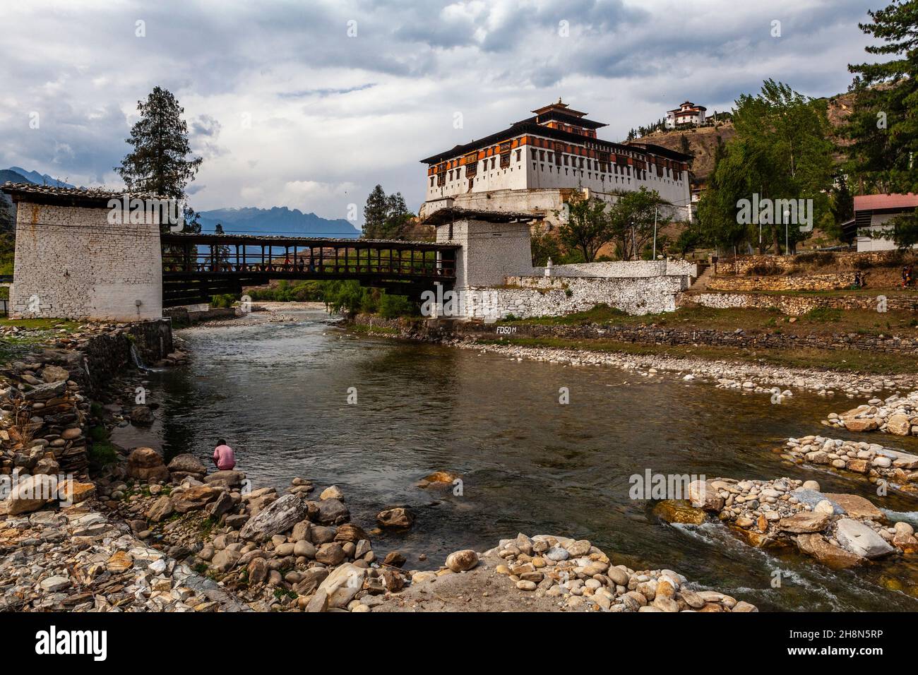 Bridge to Rinpun Dozng in Paro and the Chhu Paro River in Bhutan, Asia ...