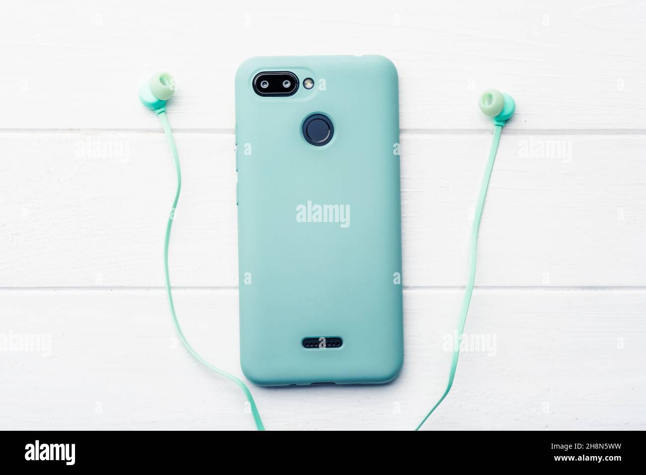 Digital telephone with protection and headphones at the table Stock ...
