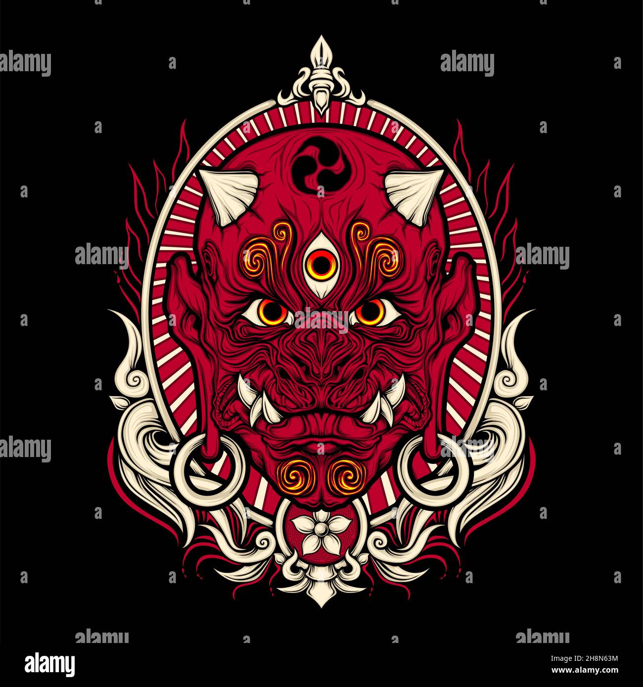 japanese demon mask with awesome background Stock Vector Image & Art ...