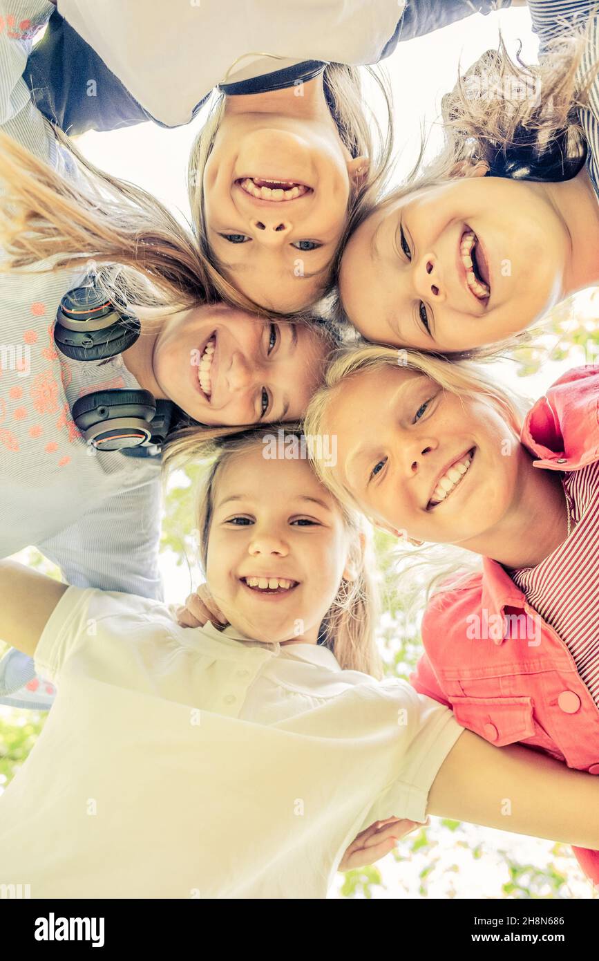 Smiling Kids outdoors Stock Photo - Alamy