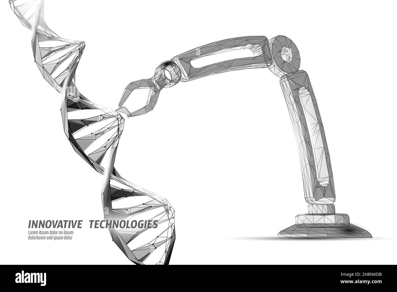 DNA 3D structure editing medicine concept. Low poly polygonal triangle ...
