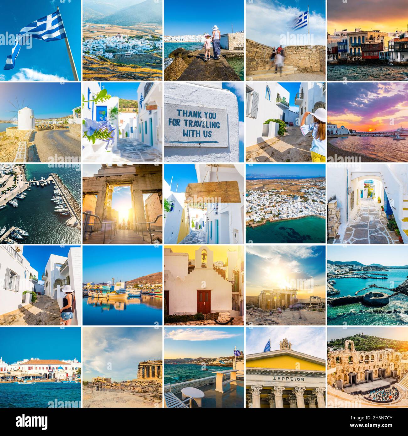 Collage of sights of Greece Stock Photo - Alamy