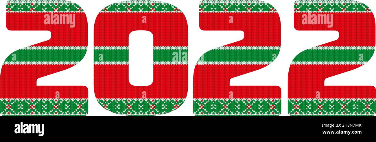 Red green knitted patern 2022 numbers. Calendar cover template Stock ...