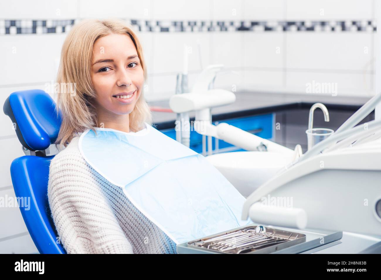 Girl in dentistry cabinet Stock Photo - Alamy