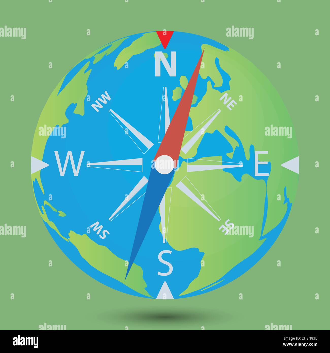 Compass With Earth Globe On It Conceptual Vector Stock Vector Image And Art Alamy