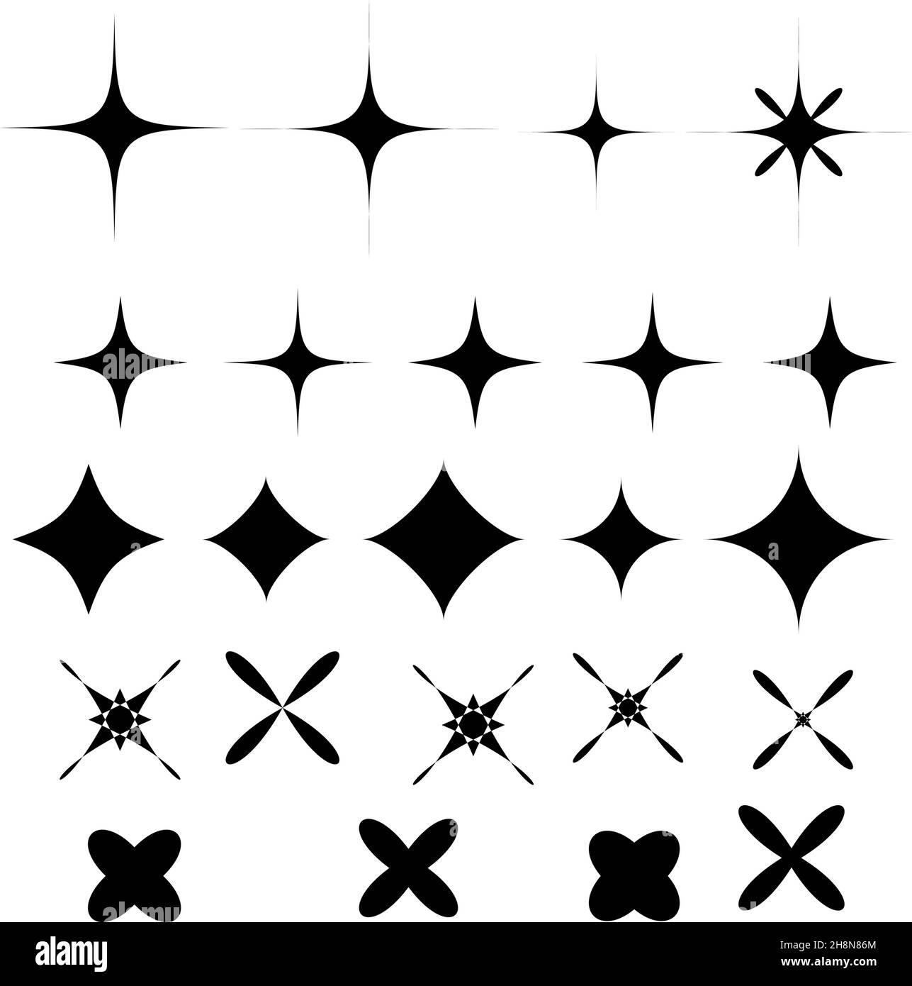 Four point star. Abstract shape. Stars of brilliance, radiance of ...