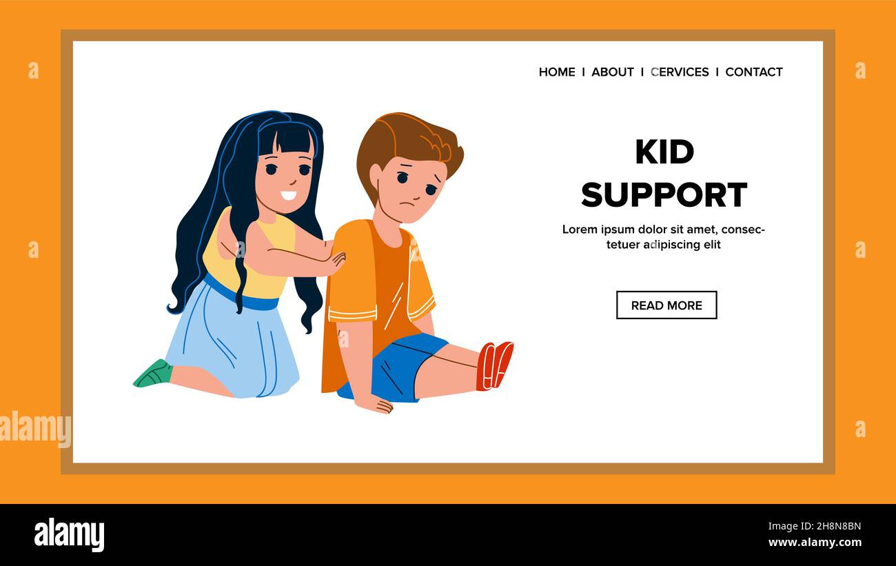 Kid Support Sad Friend In Kindergarten Vector Stock Vector Image & Art ...