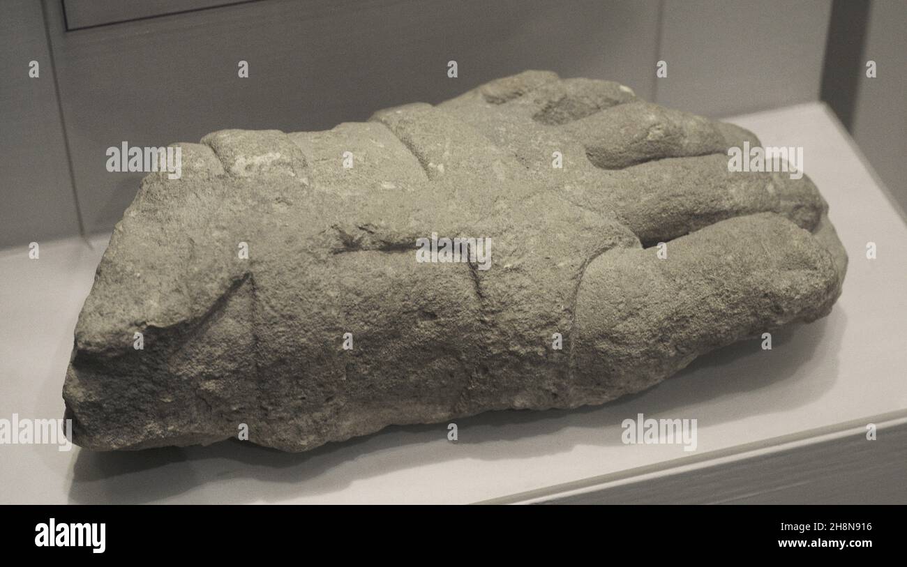 Life-sized foot of statue. Roman Imperial period. Found in a wall ...