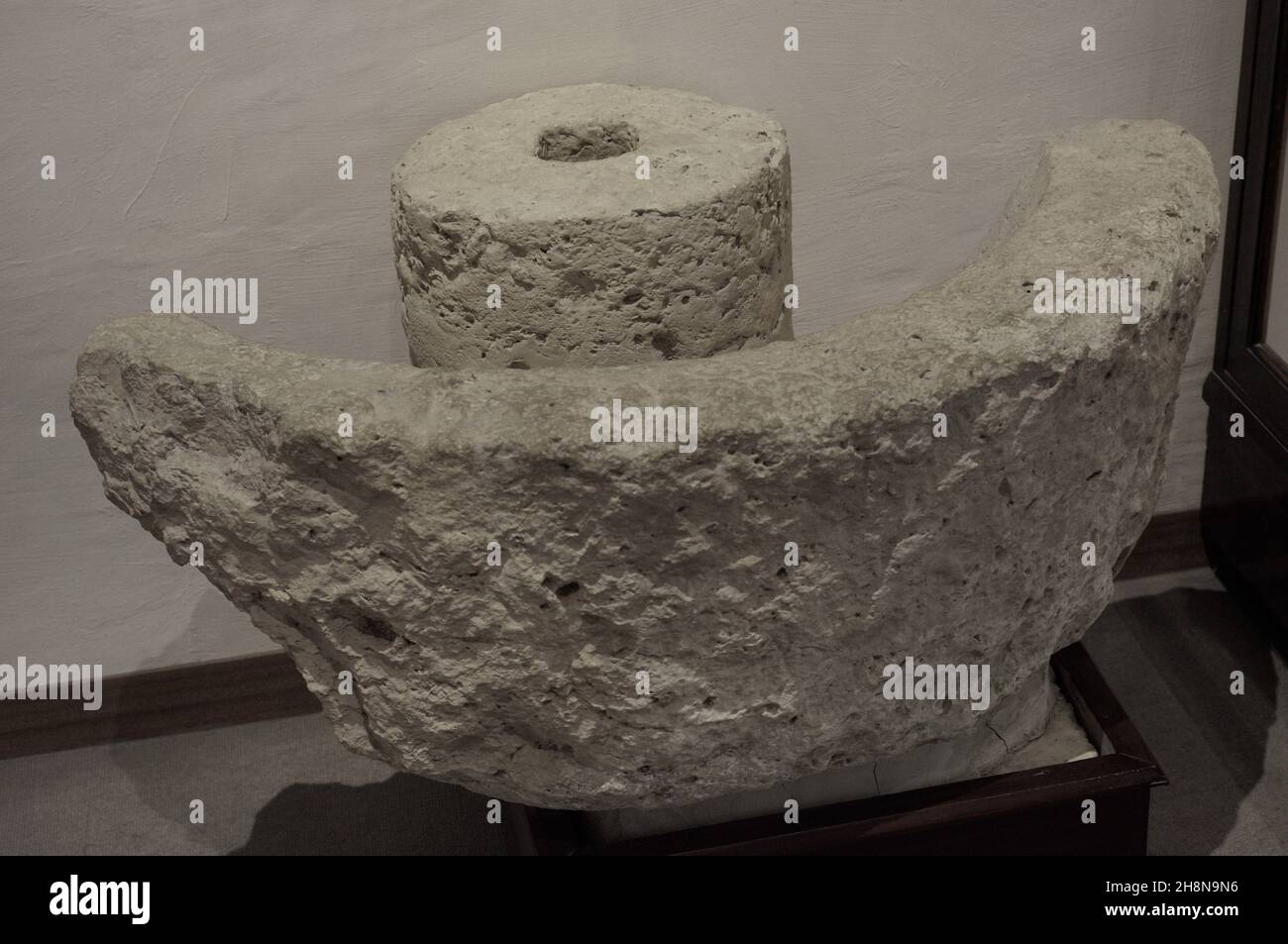 Part of a Roman stone olive press known as "Trapetum" (olive press ...